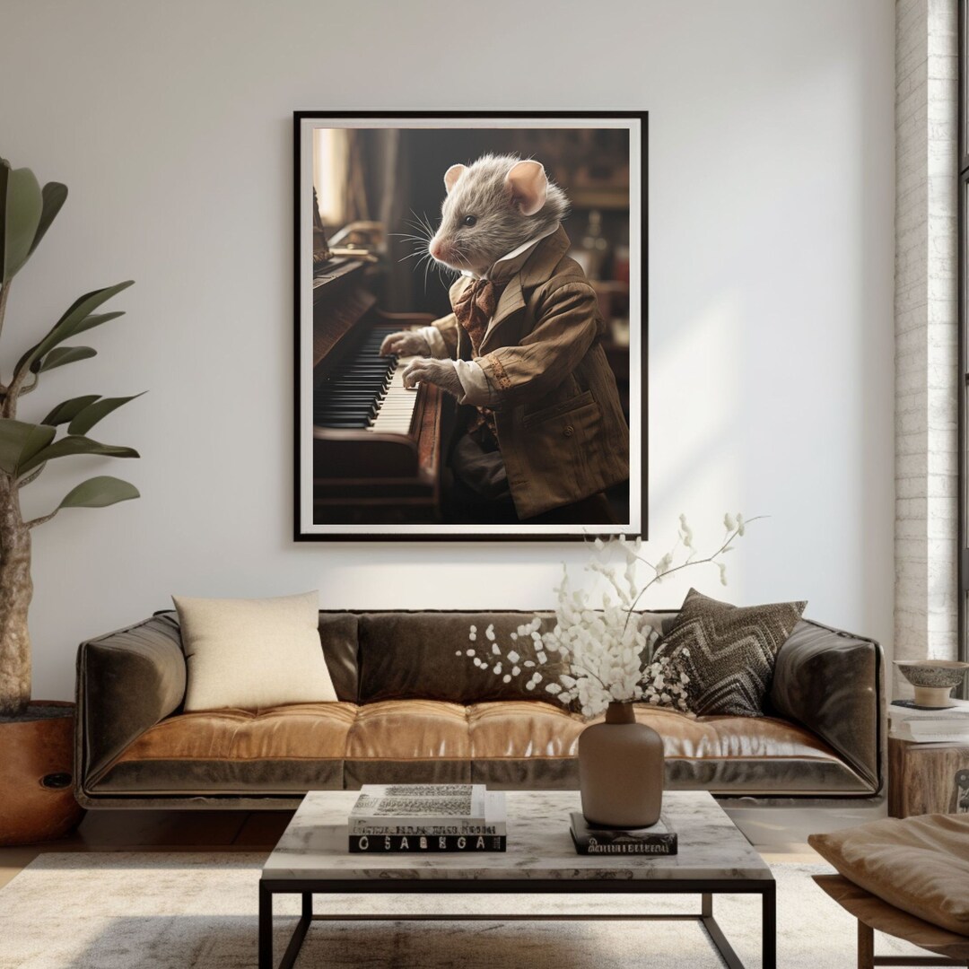 Mouse Pianist Wall Art Rodent Wall Art Cute Mouse Photo Poster Mouse ...