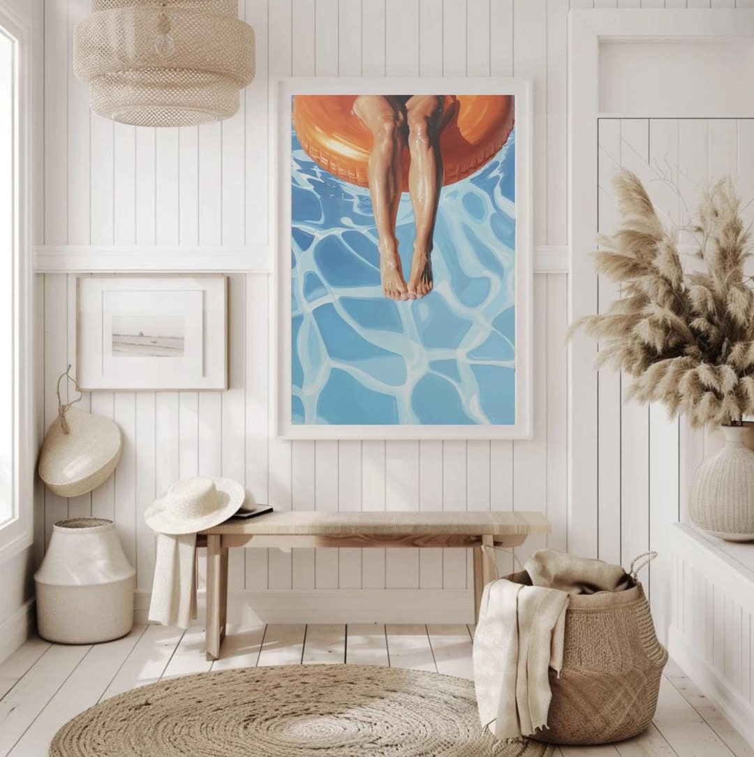 Swimming Pool Wall Art Pool Poster Summer Wall Art Feet Print Beach ...
