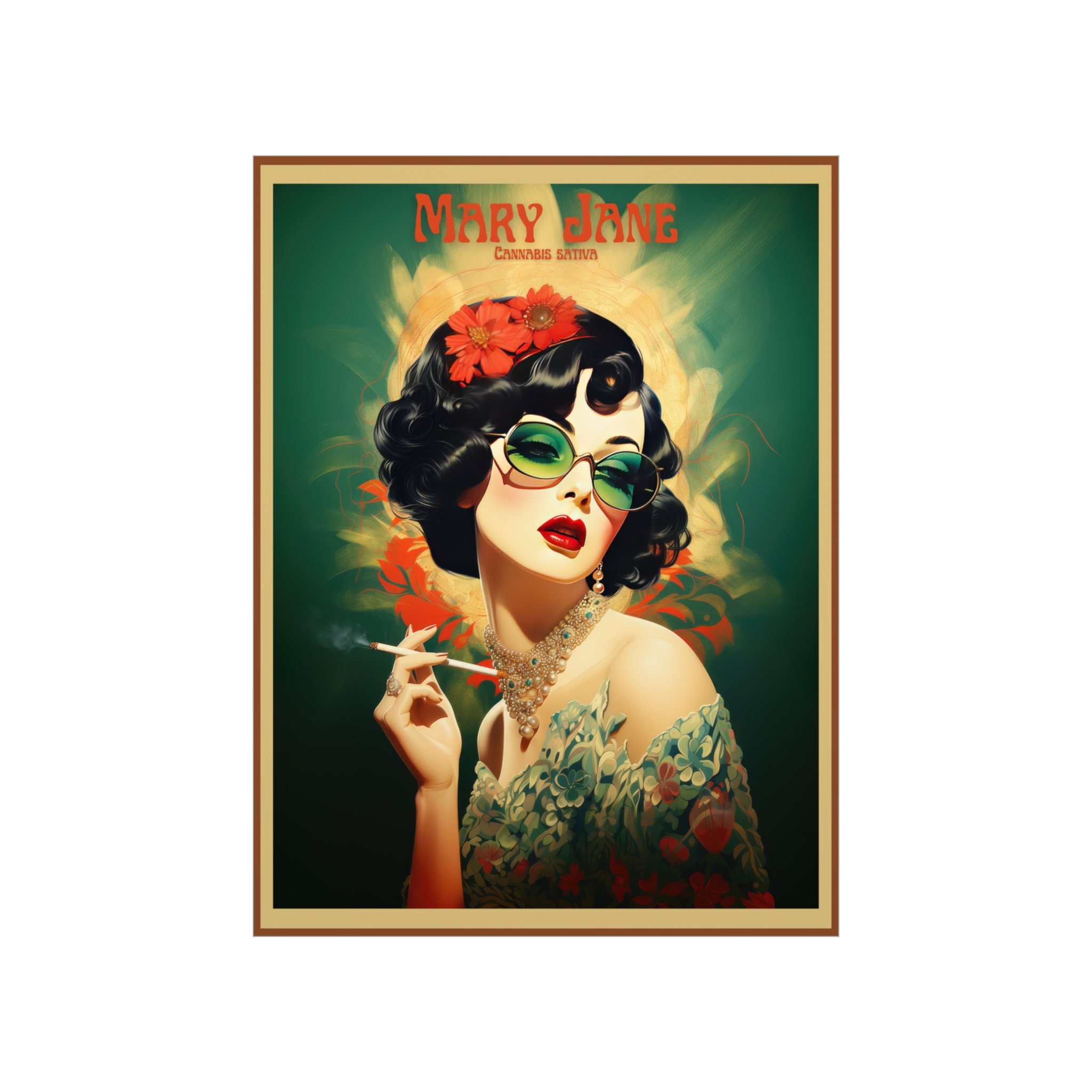 Vintage Marijuana Poster Retro Bohemian Wall Art, Cannabis Dispensary ...