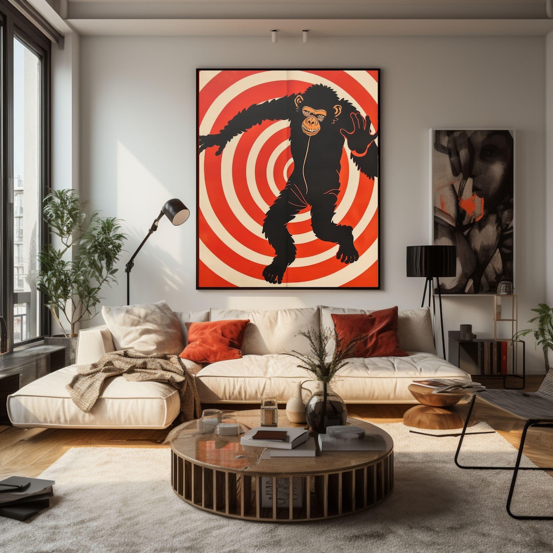 70ies Wall Art Monkey Poster Seventies Aestethic Vintage Monkey Wall ...