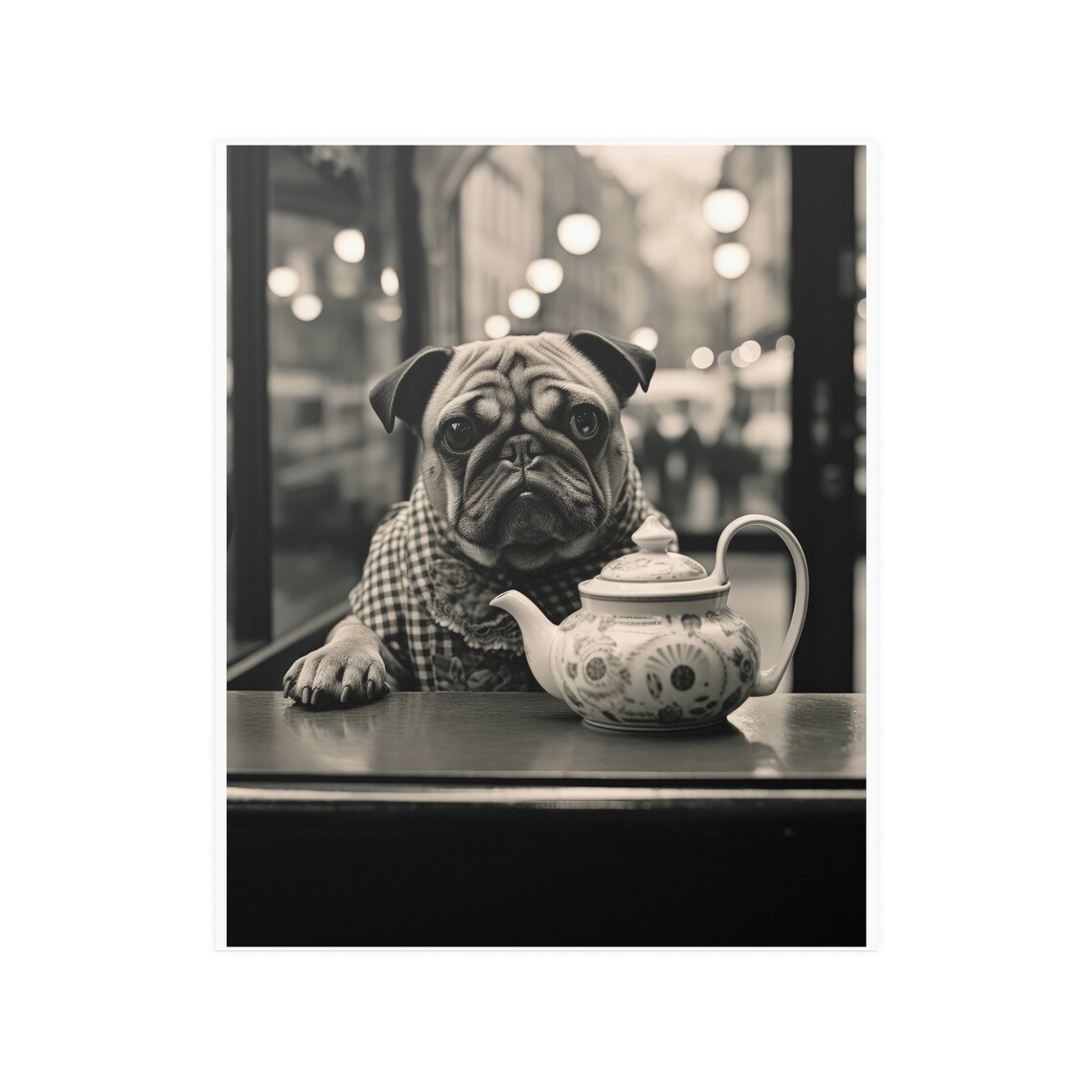 Pug and a Teapot Wall Art, Funny Black and White Pug Poster, Kitchen ...