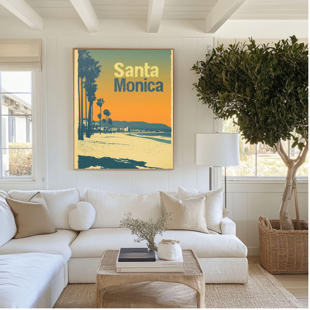 Santa Monica Wall Art California Poster Santa Monica Print Vintage ...