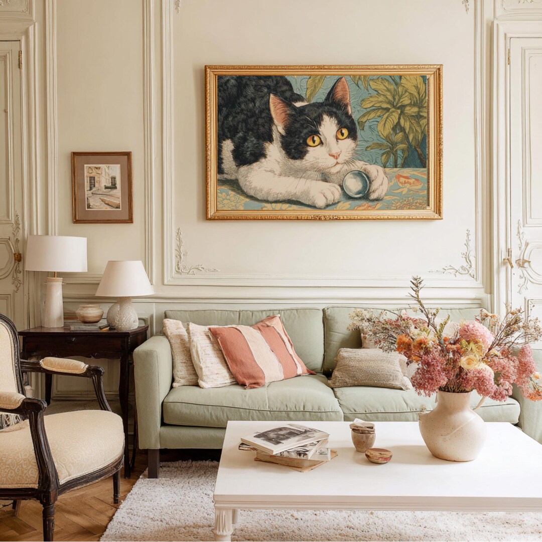 Vintage Cat Wall Art, Antique Decor for Cat Lovers, Cat Lover Gift ...