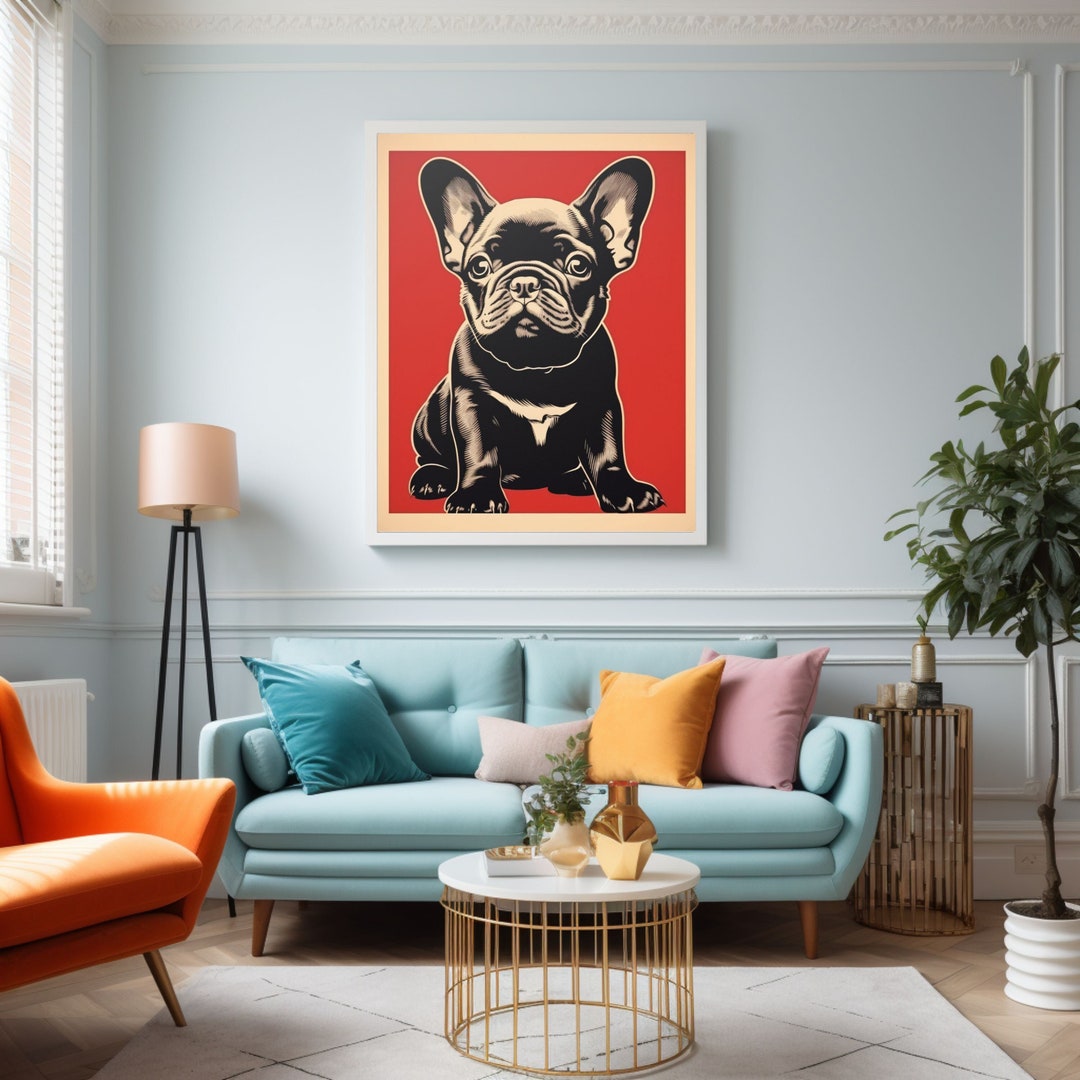 Vintage French Bulldog Wall Art Retro Dog Poster Popart Frenchie Wall ...