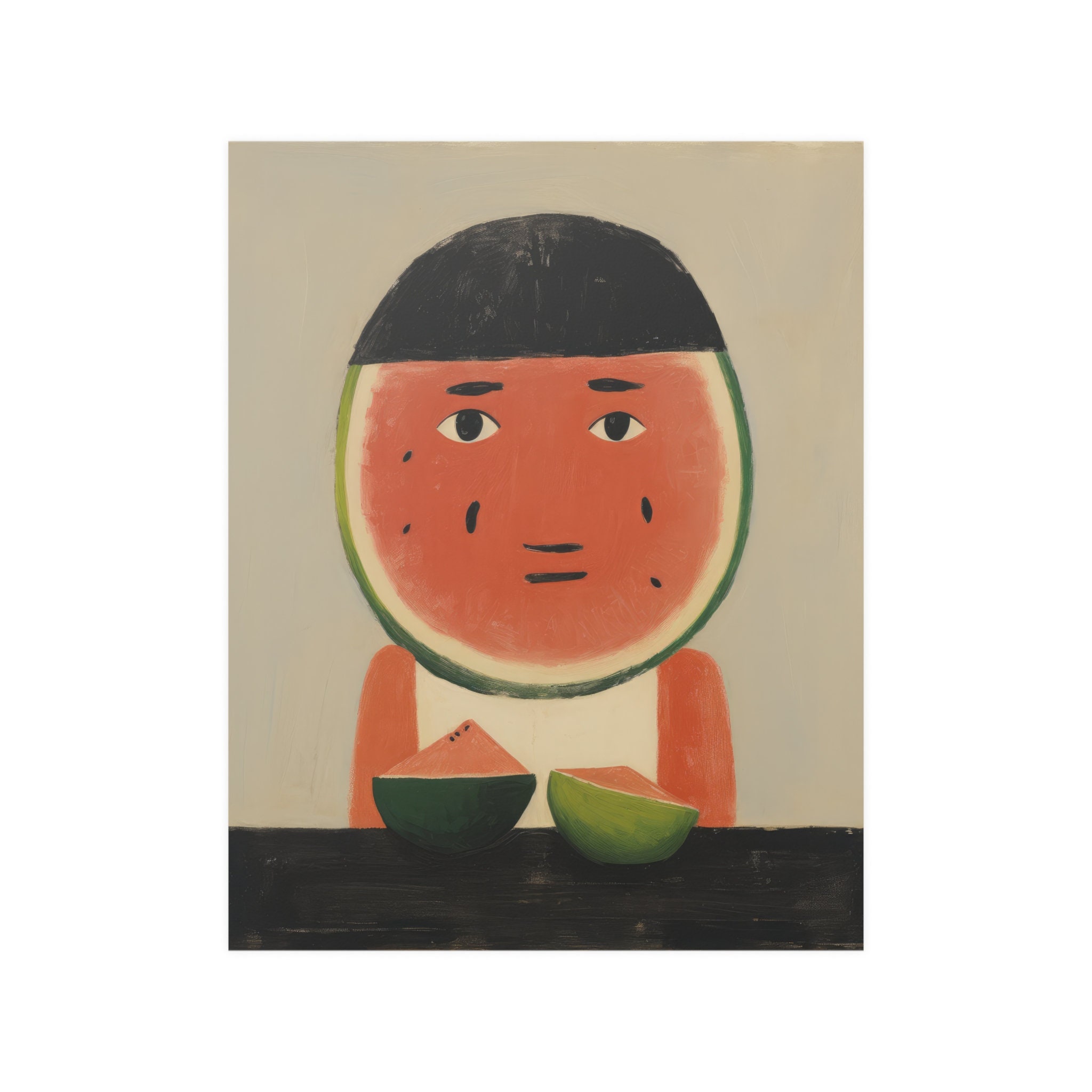 Watermelon Guy Oil Painting Print Poster Funny Watermelon Wall - Etsy