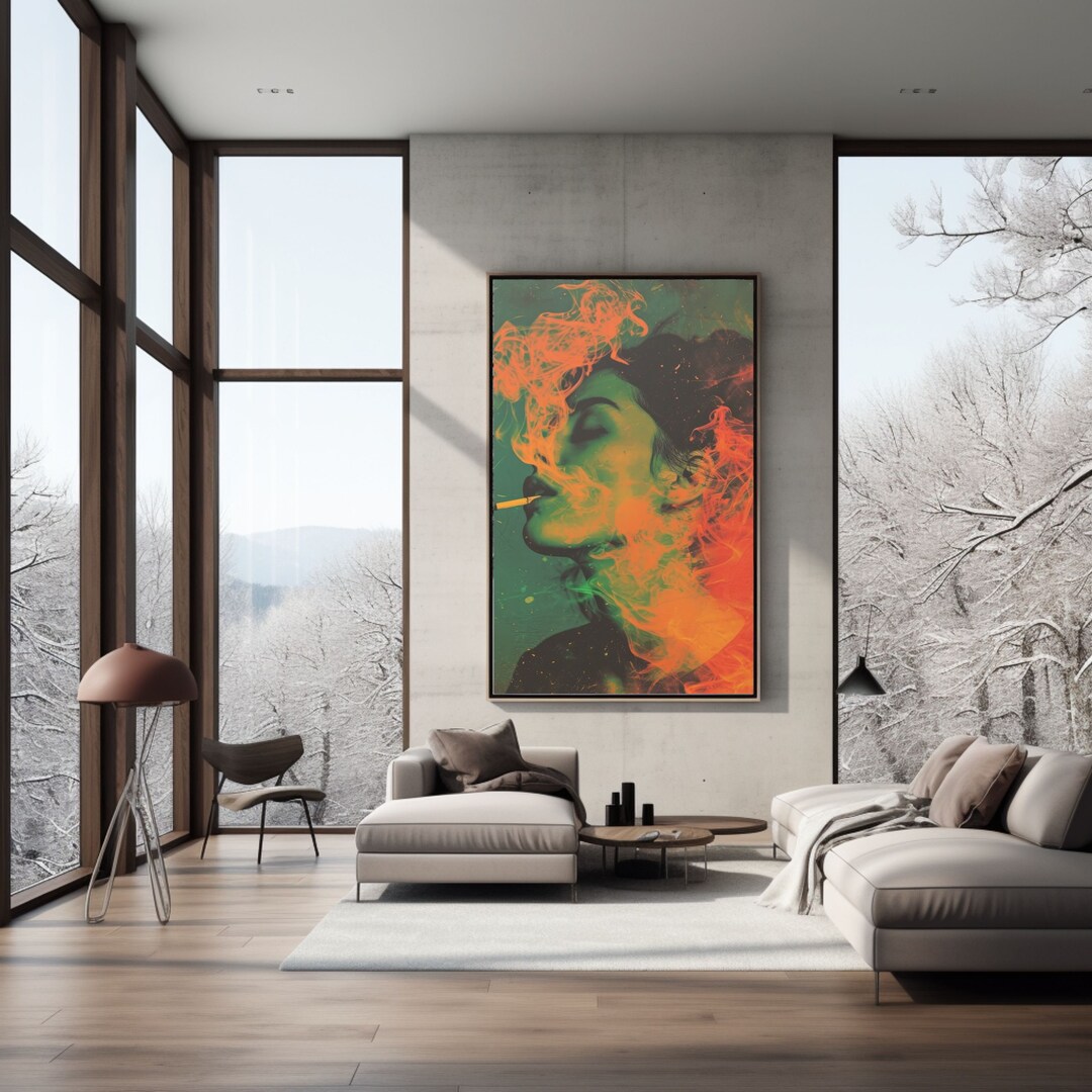 Retro Smoking Girl Wall Art Smoking Wall Art Poster Marijuana Wall Art ...