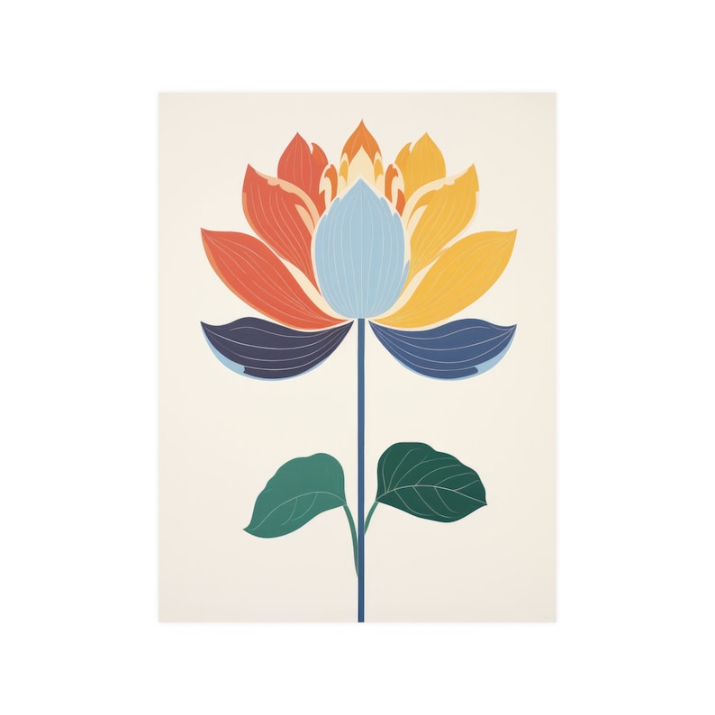 Retro Lotus Flower Wall Art Lotus Wall Vintage Lotus Art Flower Poster ...
