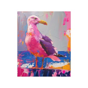 Pink Seagull Wall Art Oil Painting Print Bird Wall Art Poster - Etsy