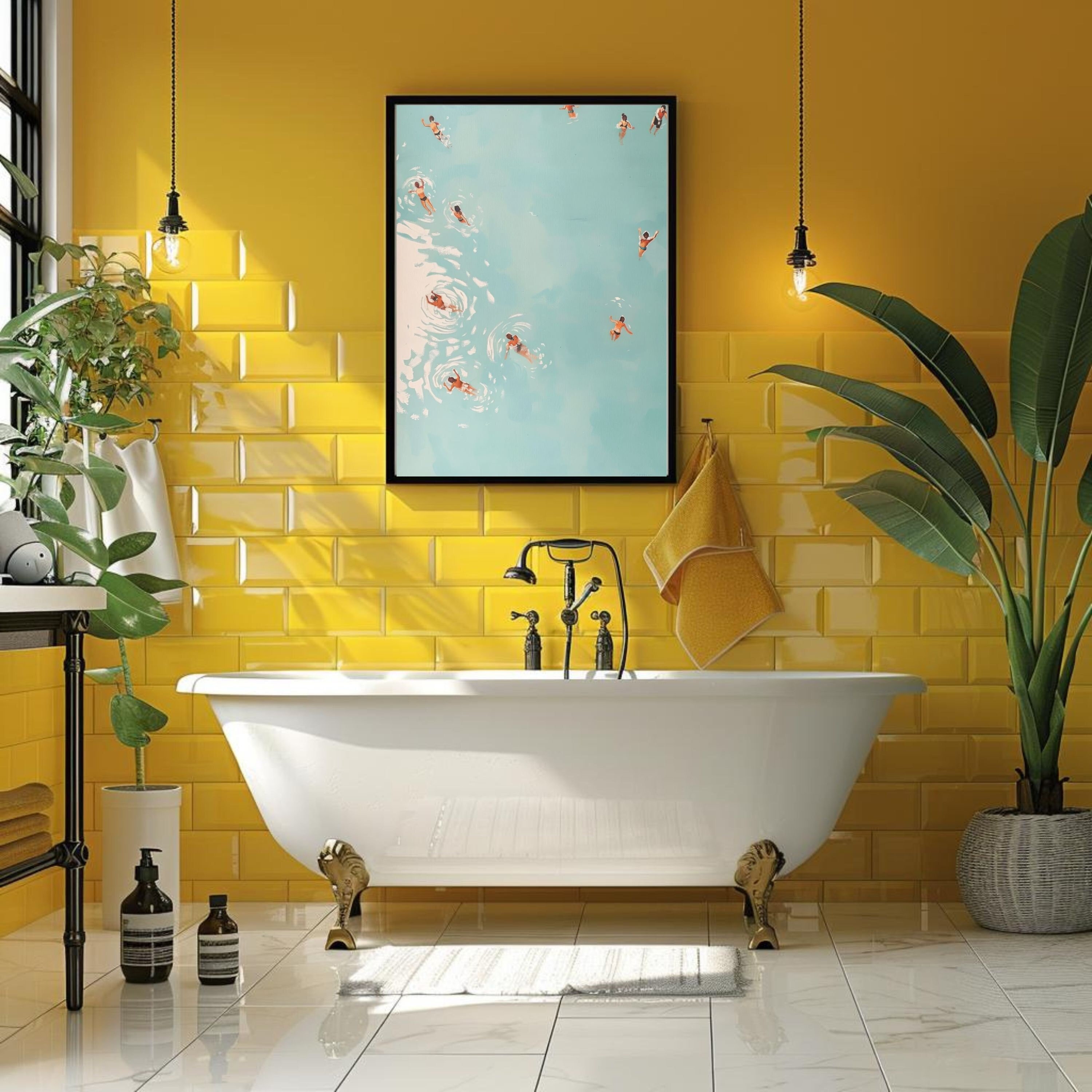 Summer Swimming Wall Water Wall Decor Watercolor Painting Print - Etsy