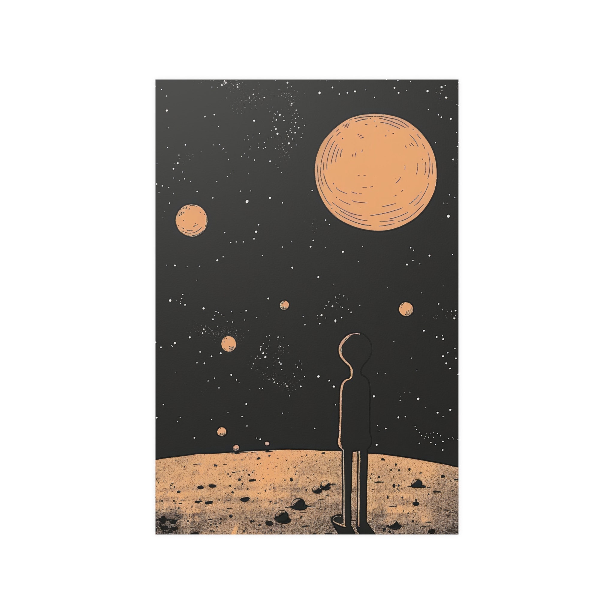 UFO Wall Art Space Alien Wall Art Moon Print Outer Space Poster - Etsy