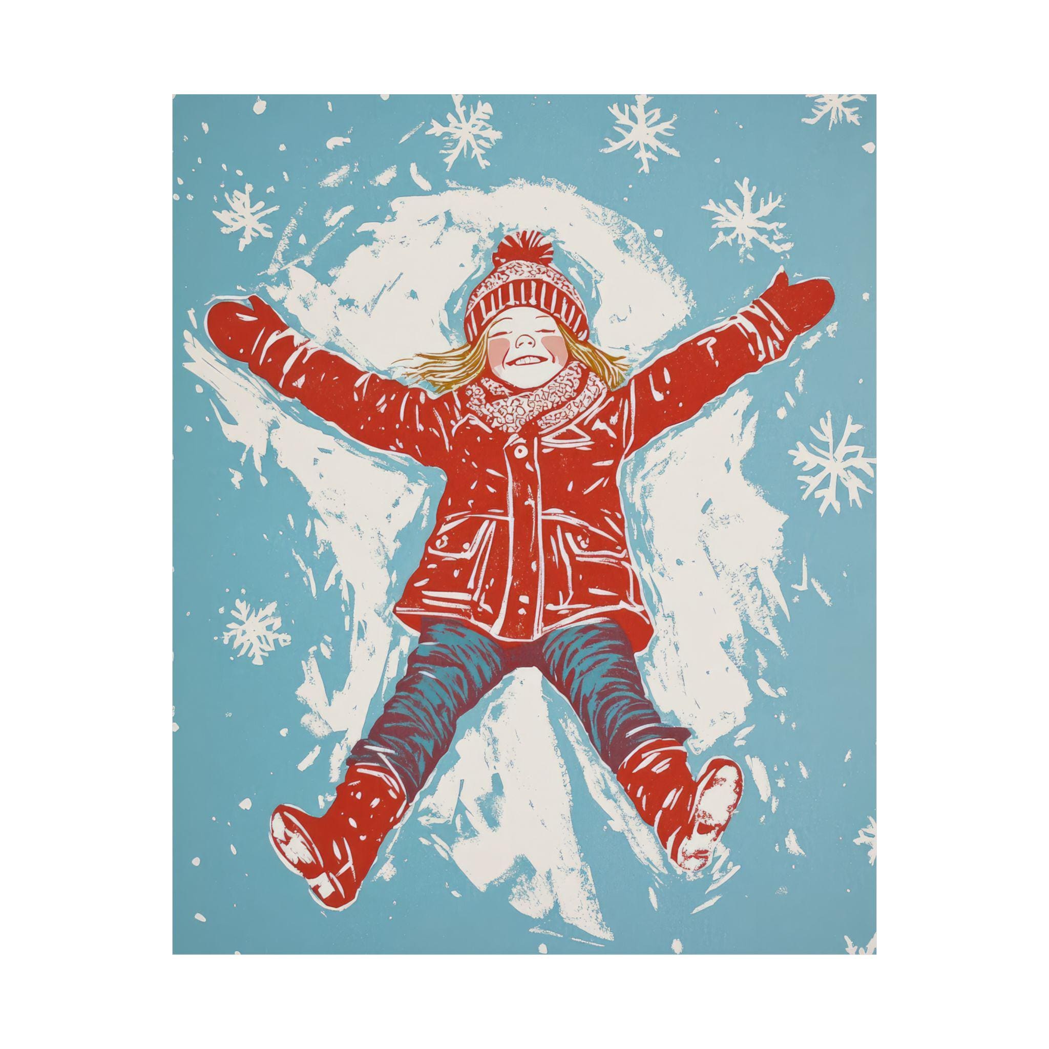 Winter Wall Art, Snow Angel Poster, Retro Snow Wall Art, Cozy Holiday ...