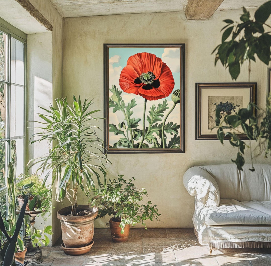 Vintage Poppy Wall Art, Poppy Flower Print, Vintage Red Poppy Art - Etsy