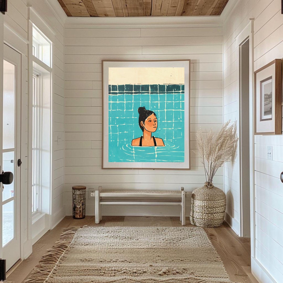 A Girl in the Pool Wall Art Swimming Poster Print Swimming Pool Print ...