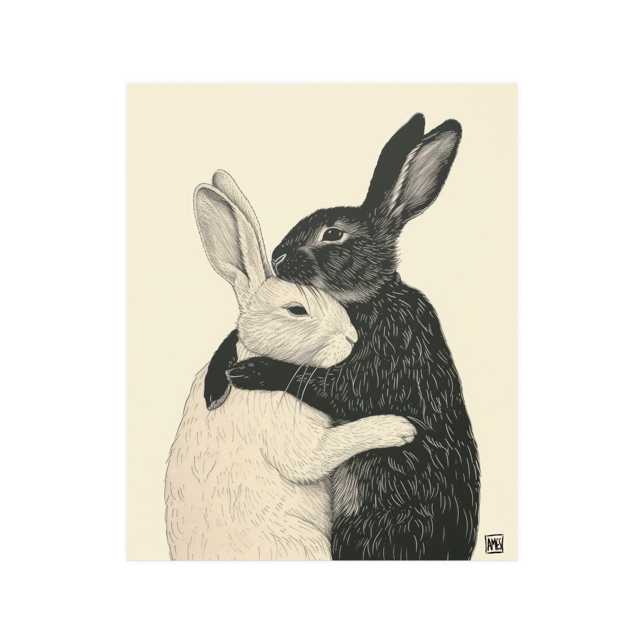 Bunny Hug Original Art Work by Anastasia Ames Bunnies Wall Art Hug Wall ...