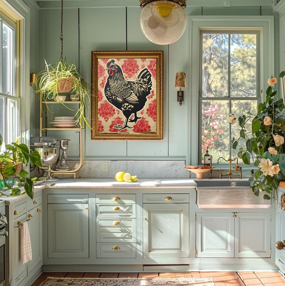 Chicken Wall Art Hen Collage Print Chicken Poster Art Retro Decor ...