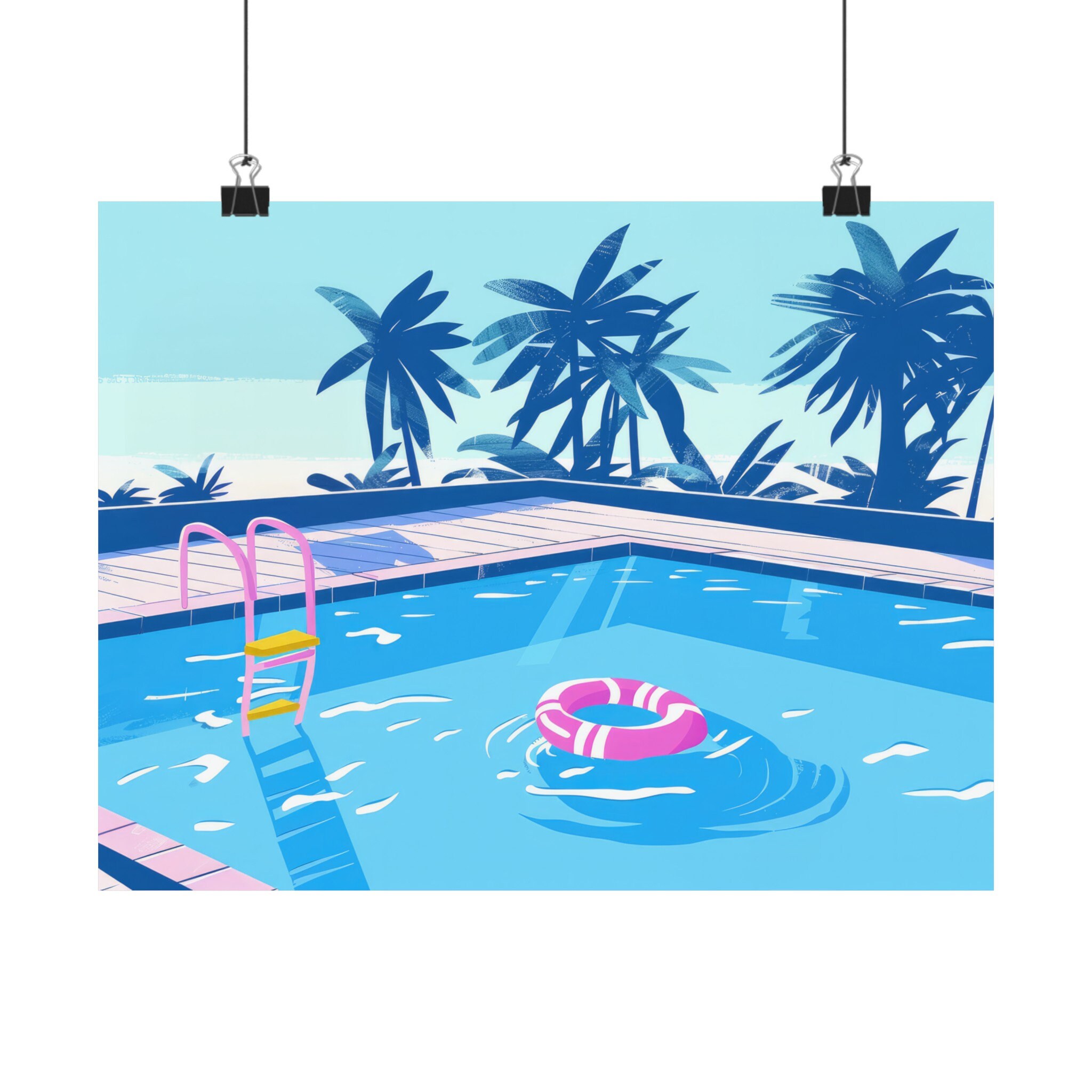 Swimming Pool Horizontal Poster Cute Summer Wall Art Swimming Pool Wall ...