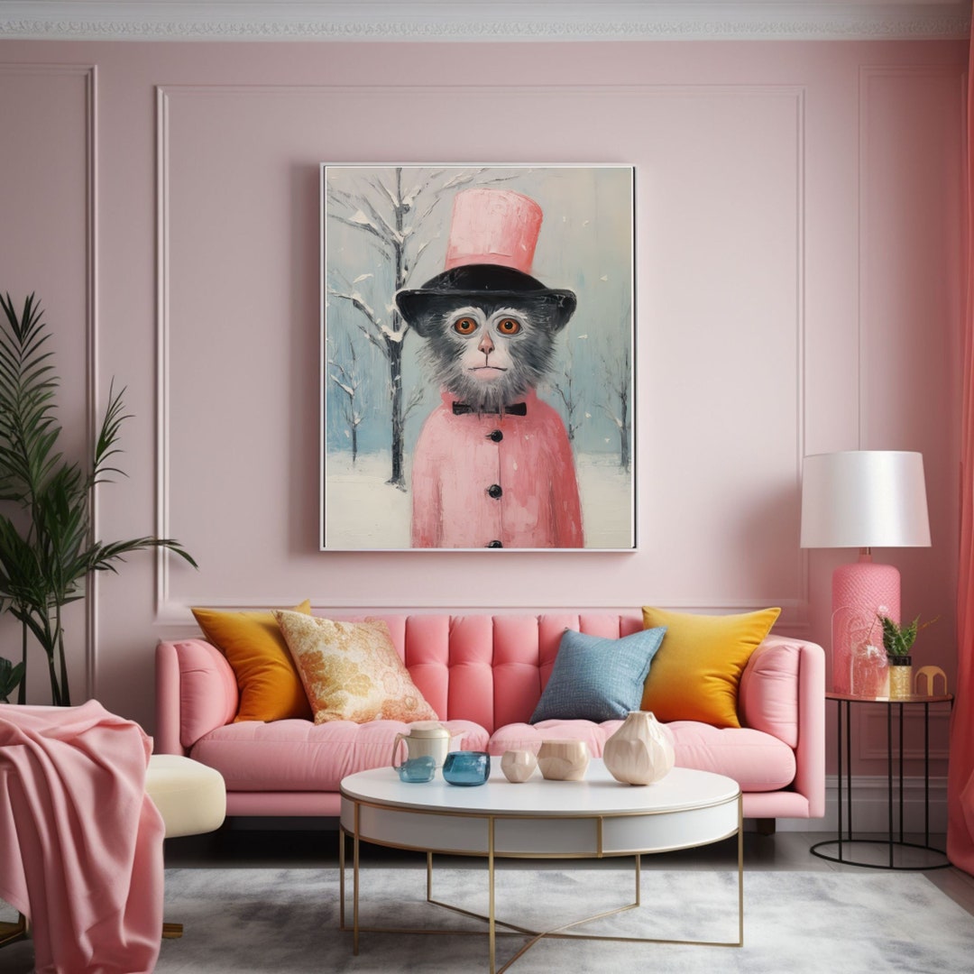 Monkey in Pink Outfit Original Artwork Print, Wall Art Poster - Etsy