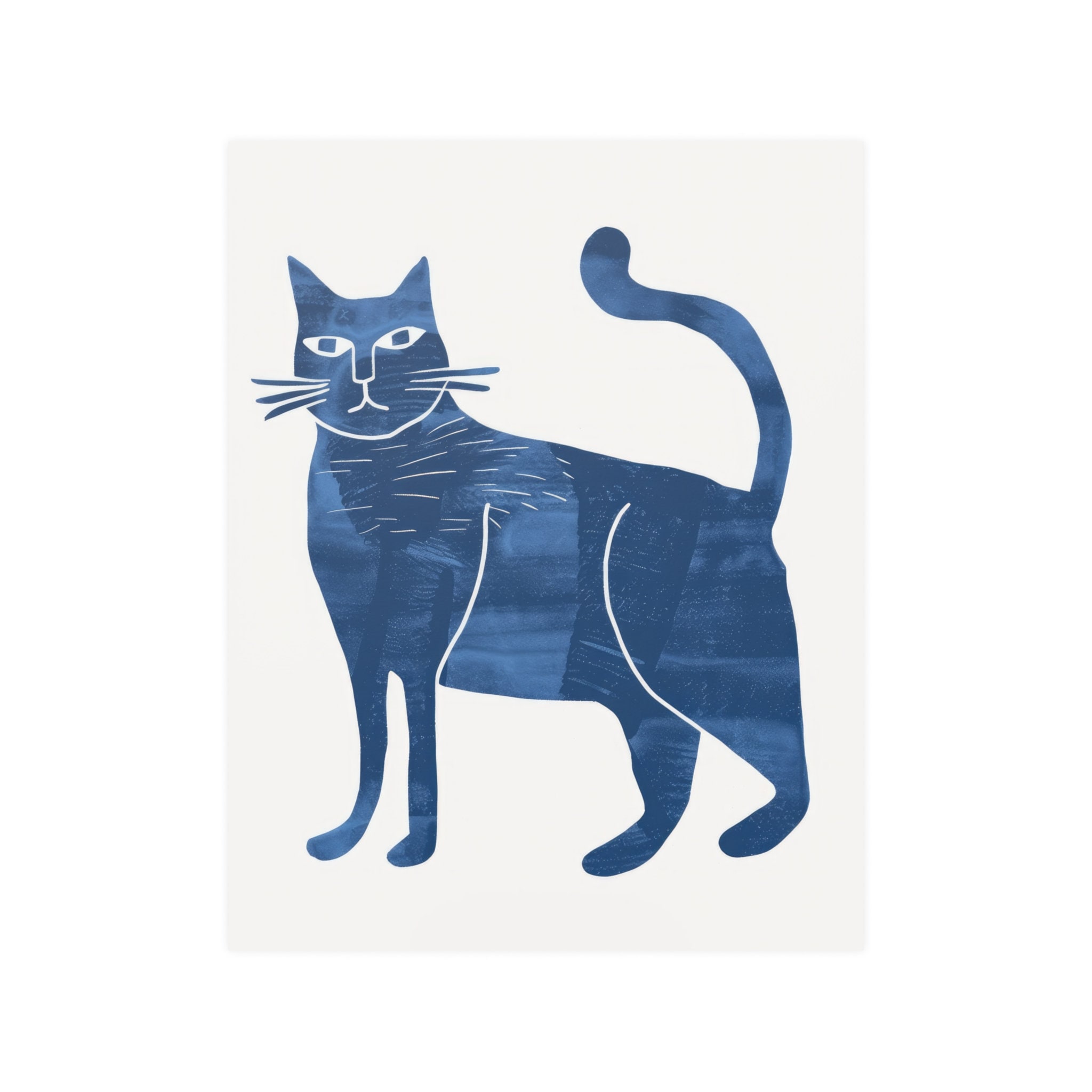 Blue Cat Wall Art Cat Poster Kitty Cat Illustration Whimsical Blue Cat ...
