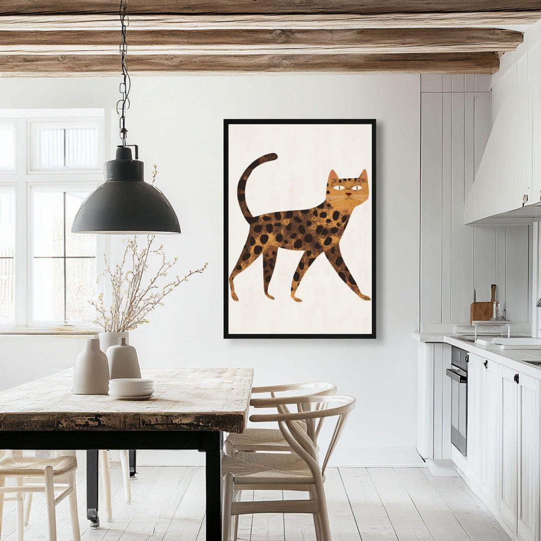 Funny Cat Wall Art, Leopard Wall Art, Silly Leopard Poster, Cat Decor ...