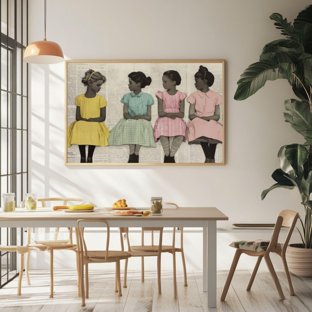 Vintage Girls Collage Wall Art, Nostalgic Home Decor, Kids Room Wall ...