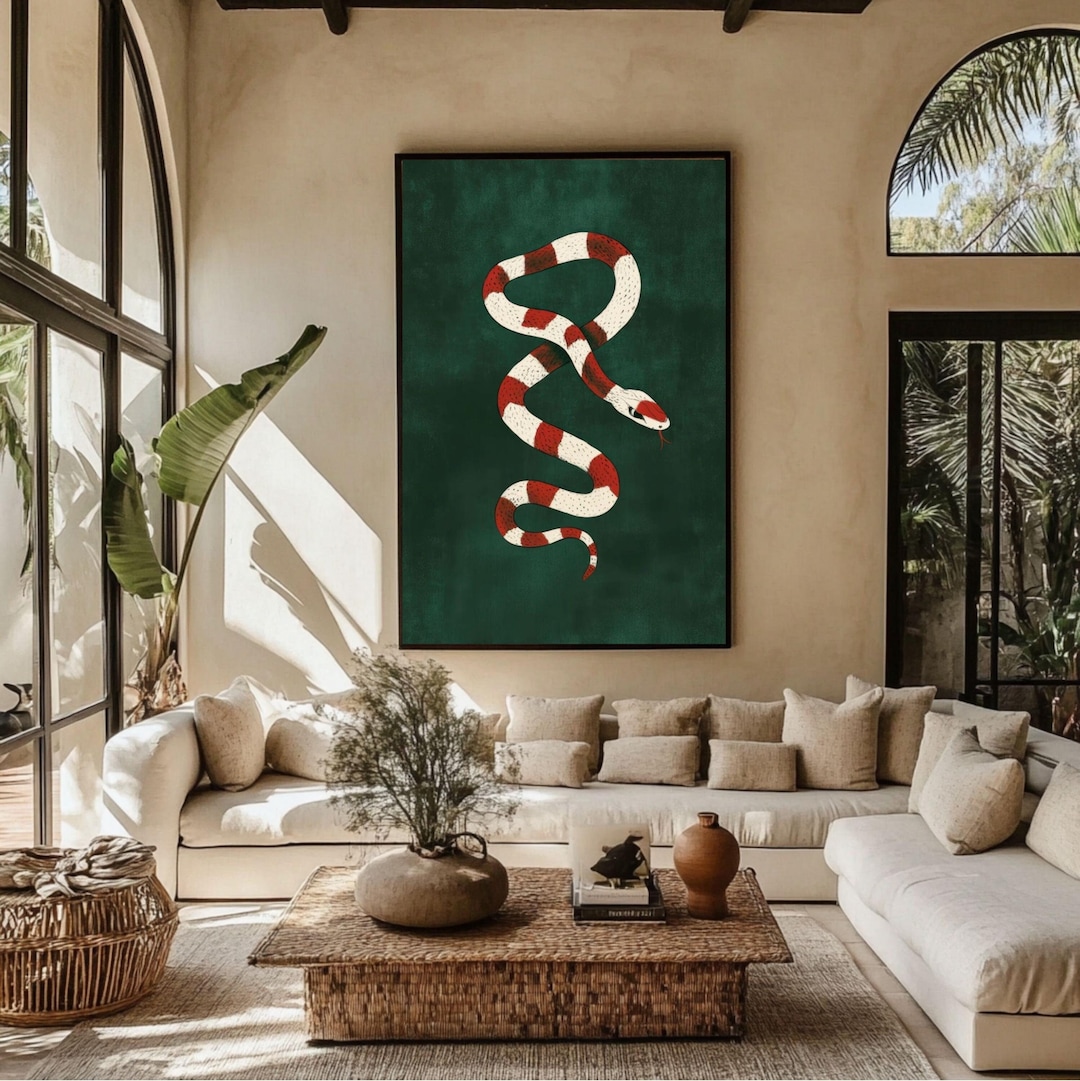 Vintage Snake Wall Art, Retro Snake Poster, Vintage Home Decor, Dark ...