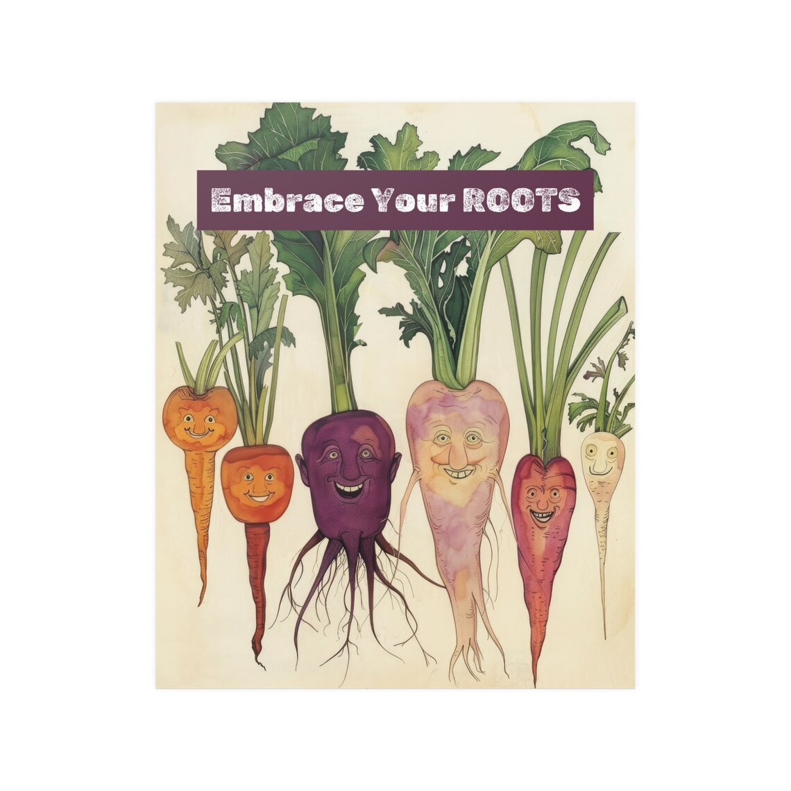 Embrace Your Roots Wall Art Funny Root Vegetables Wall Art Kitchen ...