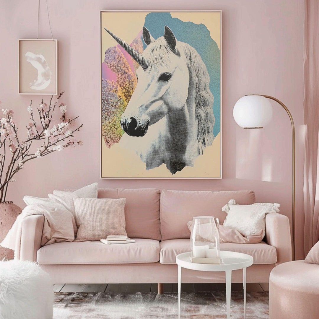 Whimsical Unicorn Poster, Magical Wall Art, Fantasy Home Decor, Kids ...
