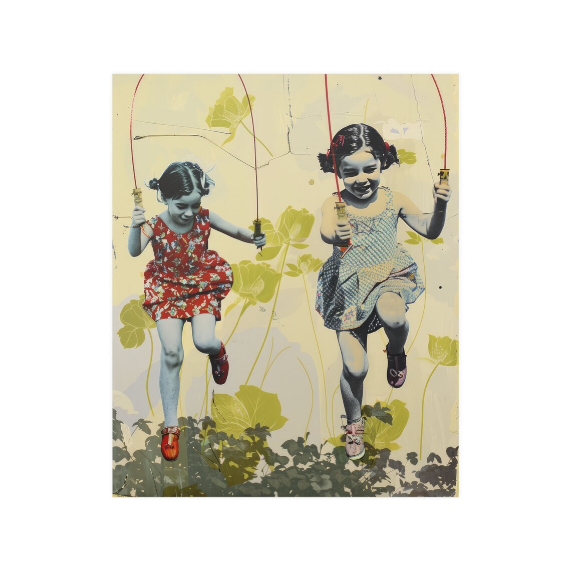 Retro Girls Jump Rope Collage Wall Art Kids Playing Print - Etsy UK