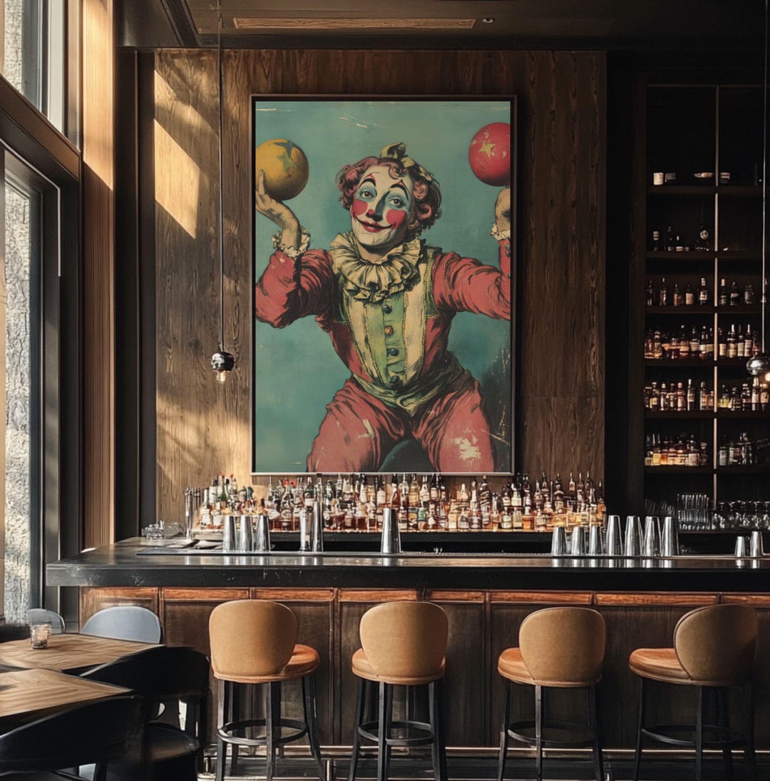 Vintage Circus Clown Wall Art, Retro Circus Poster, Clown Print - Etsy