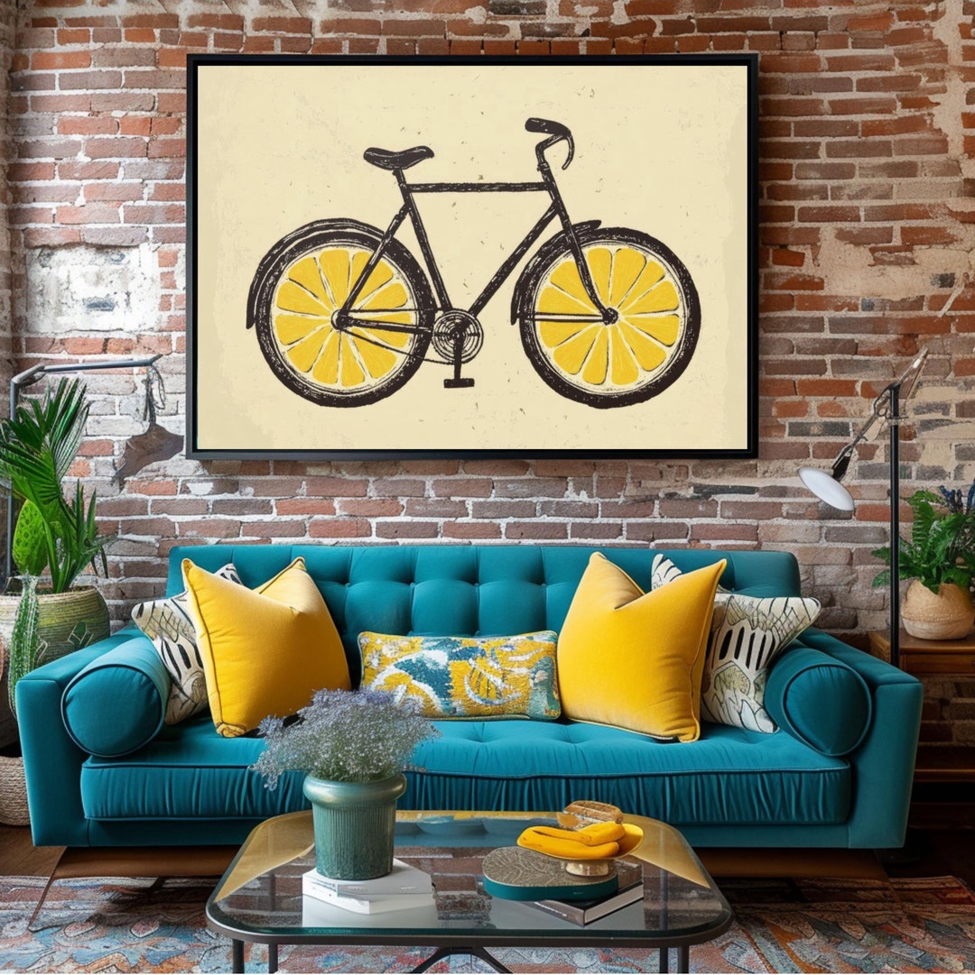 Lemon Bike Wall Art Lemon Poster Lemon Bicycle Wall Art Bike Print ...