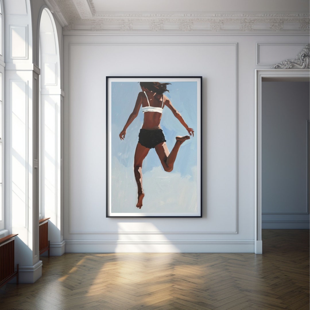 Summer Jump Wall Art Happy Poster Happy Wall Art Girl Jumping in the ...