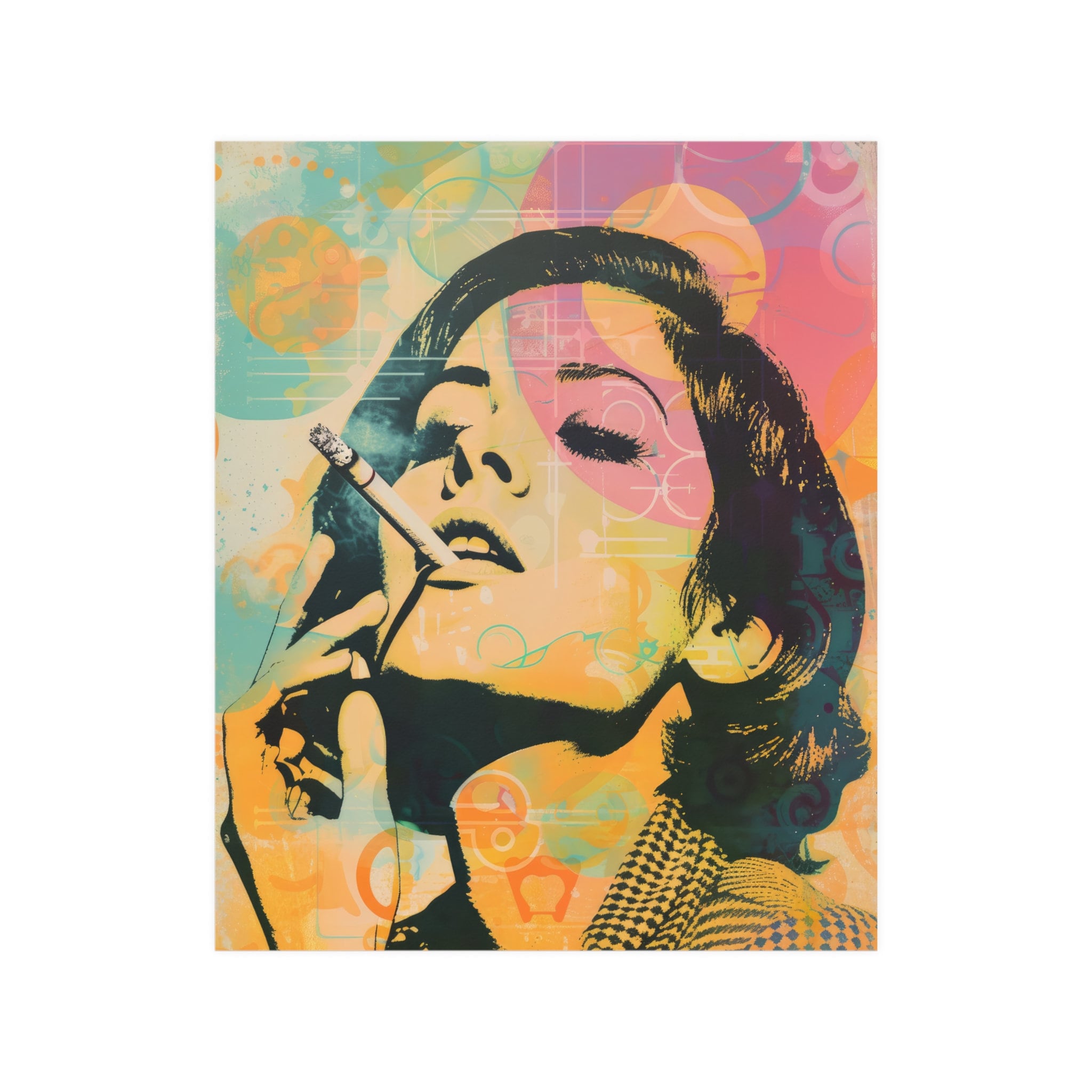 Retro Girl Smoking 60ies 70ies Vintage Glam Art Cigarette Wall Art Girl ...
