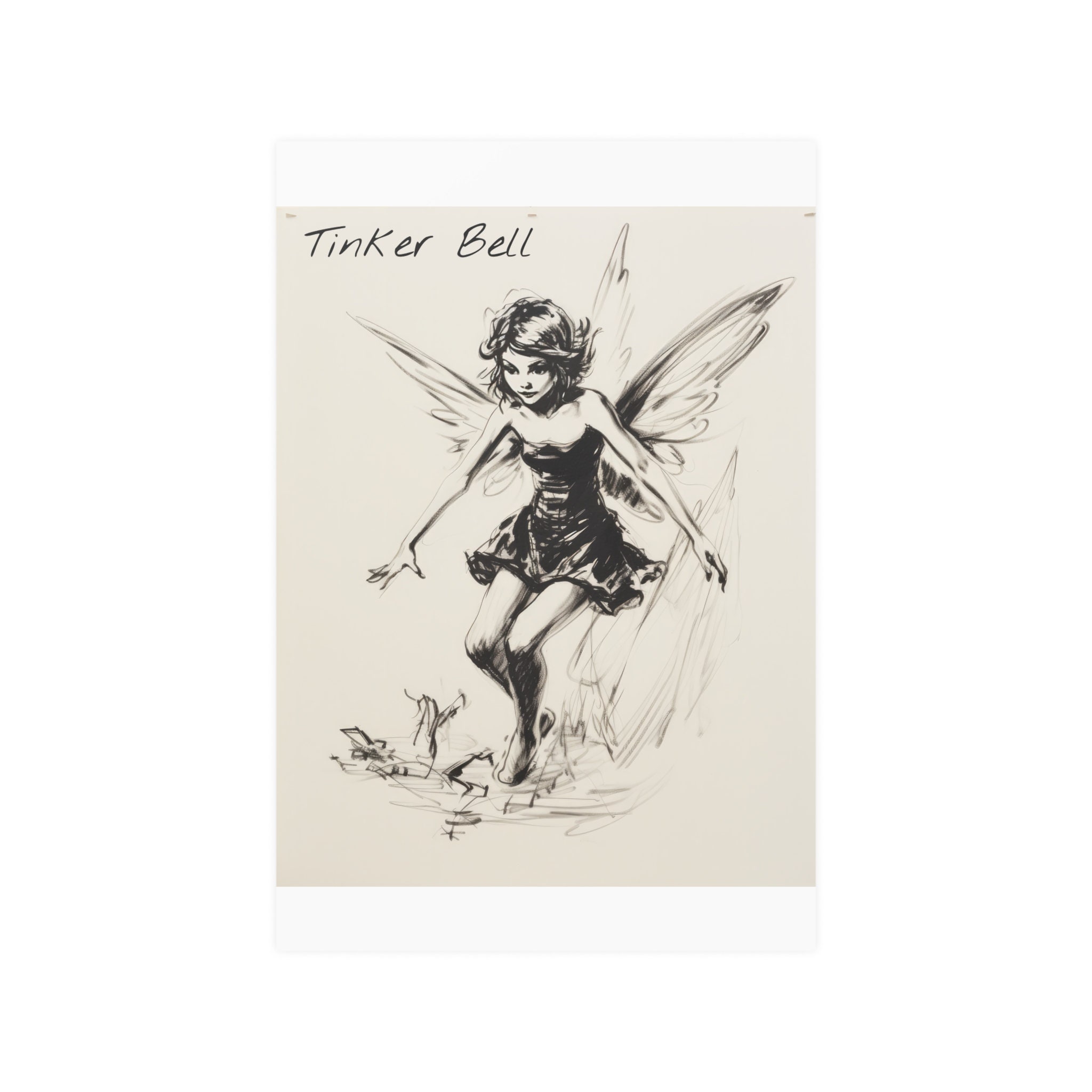 Tinker Bell Wall Art Hand Drawing Printed Poster Tinkerbell Wall Art ...