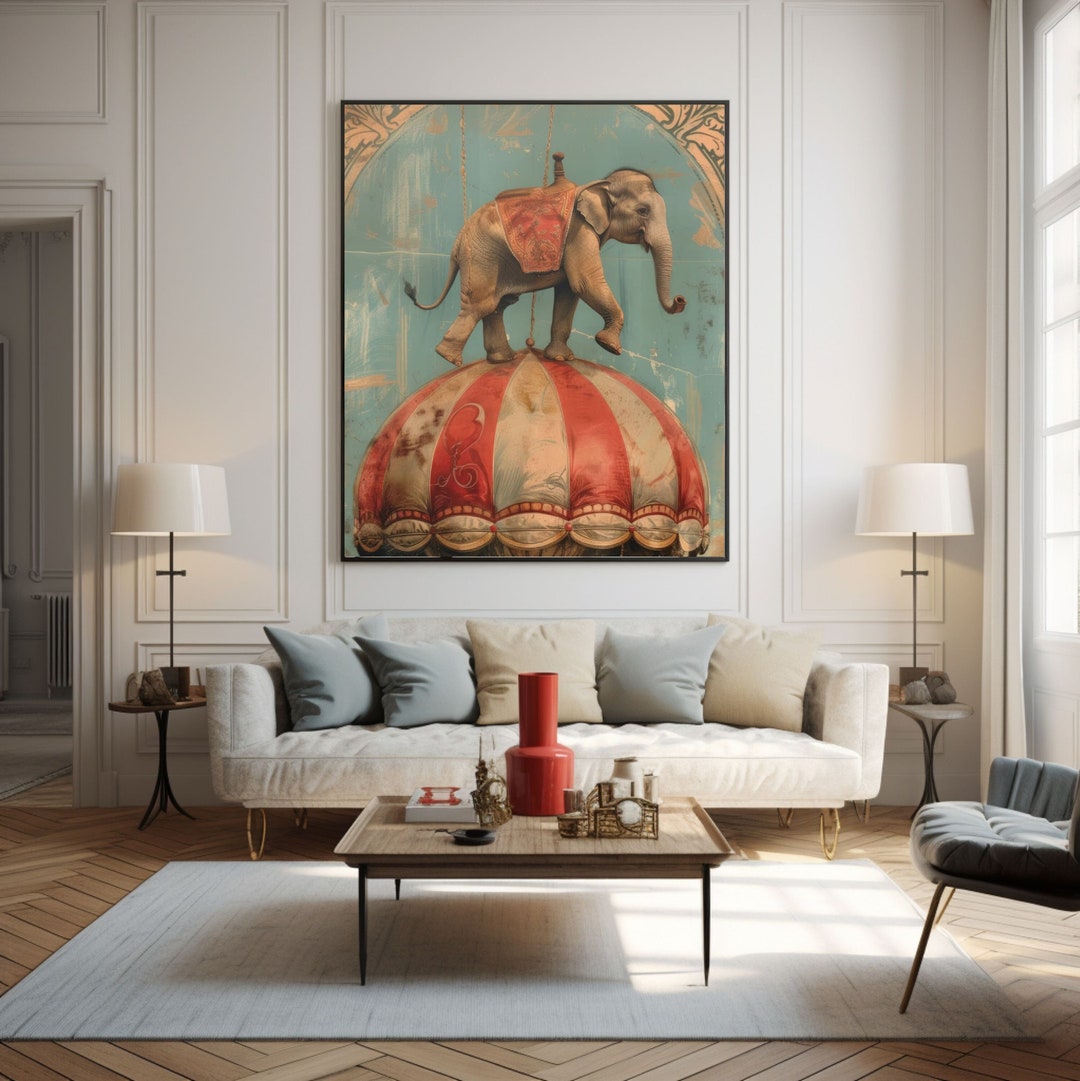 Vintage Circus Wall Art Elephant Wall Art Retro Circus Poster Antique ...
