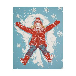 Winter Wall Art, Snow Angel Poster, Retro Snow Wall Art, Cozy Holiday ...