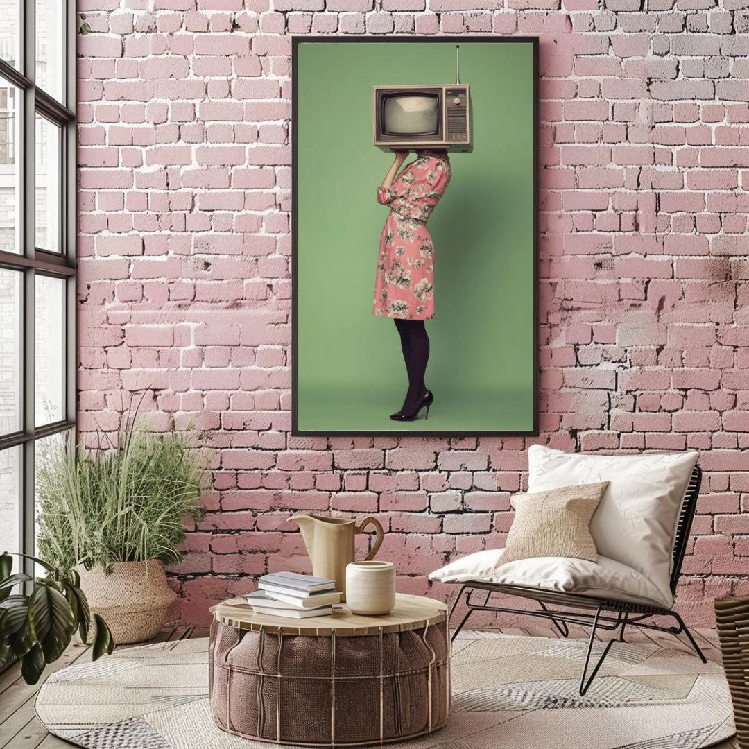Retro TV Head Wall Art, Vintage-inspired Poster, Vintage Feminine ...