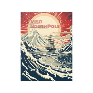 Visit North Pole Wall Art Retro North Pole Travel Poster - Etsy