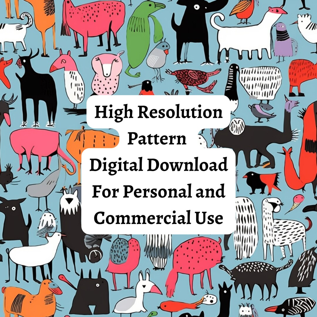 Pattern for Download Digital File Abstract Animals Drawing - Etsy