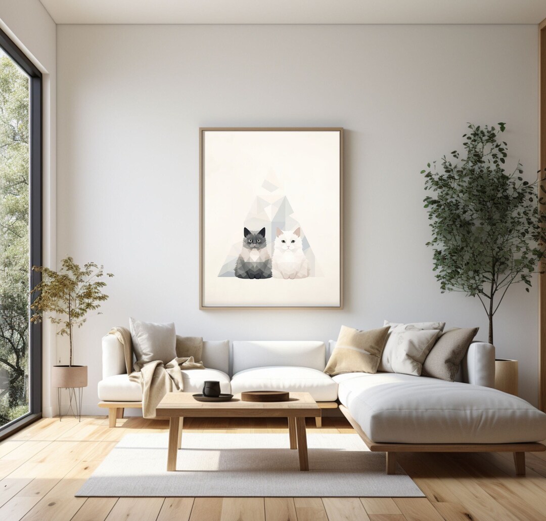 Cats Pyramid Japandi Wall Art Minimalistic Poster - Etsy