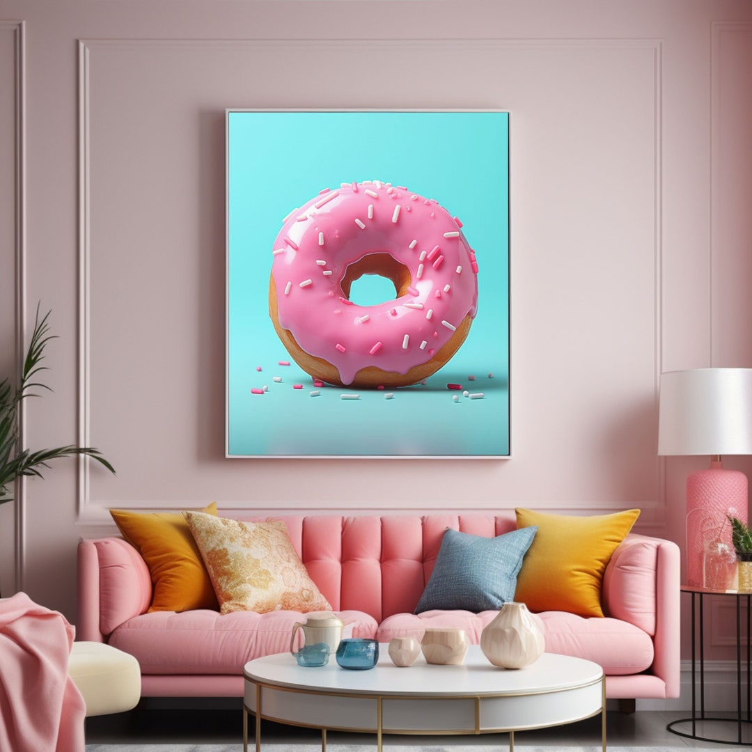 Pink Donut Wall Art Cute Light Mauve Pink Donut Poster - Etsy