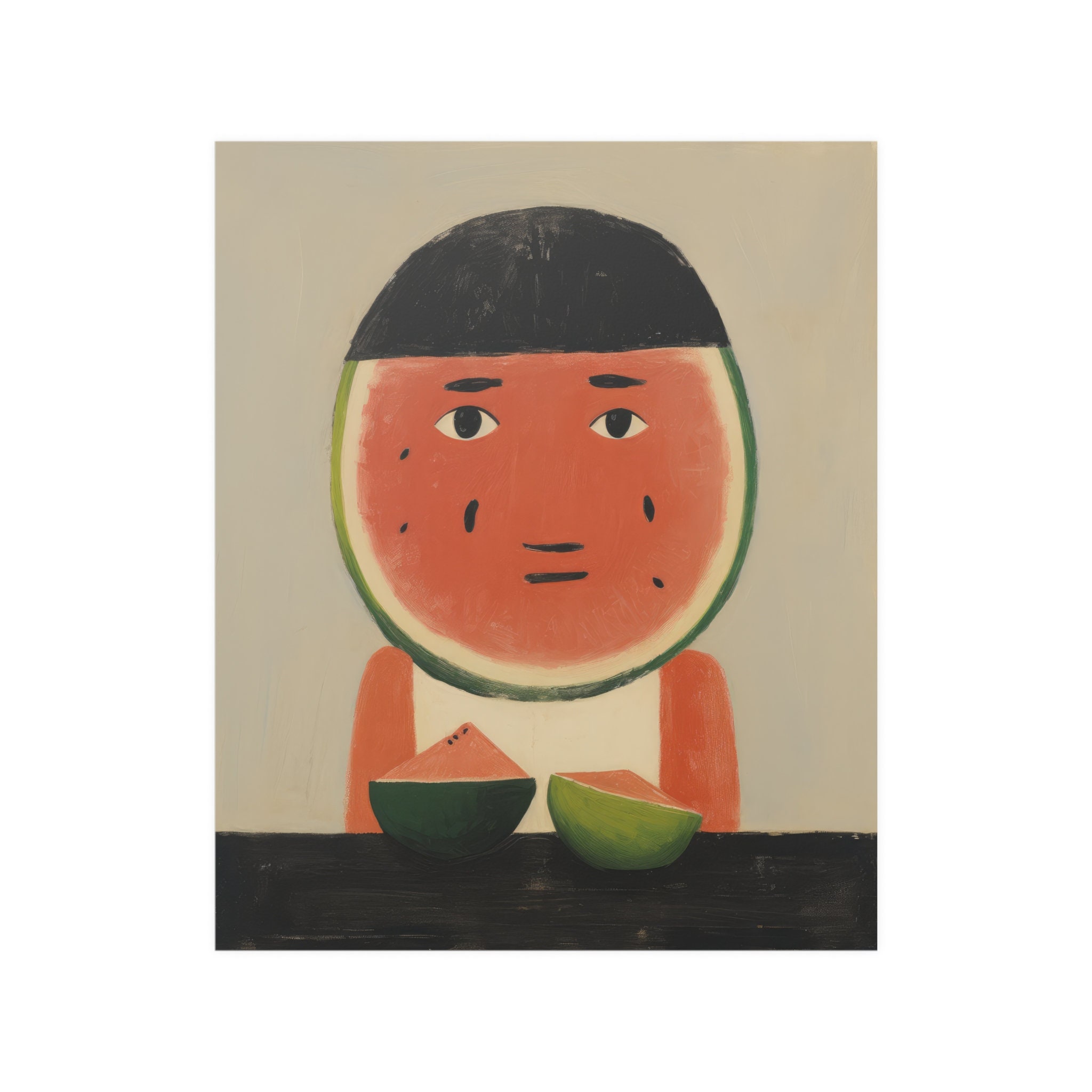 Watermelon Guy Oil Painting Print Poster Funny Watermelon Wall - Etsy