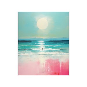 Pink Beach Aqua Teal Sunset Wall Art, Light Pink Poster Print - Etsy