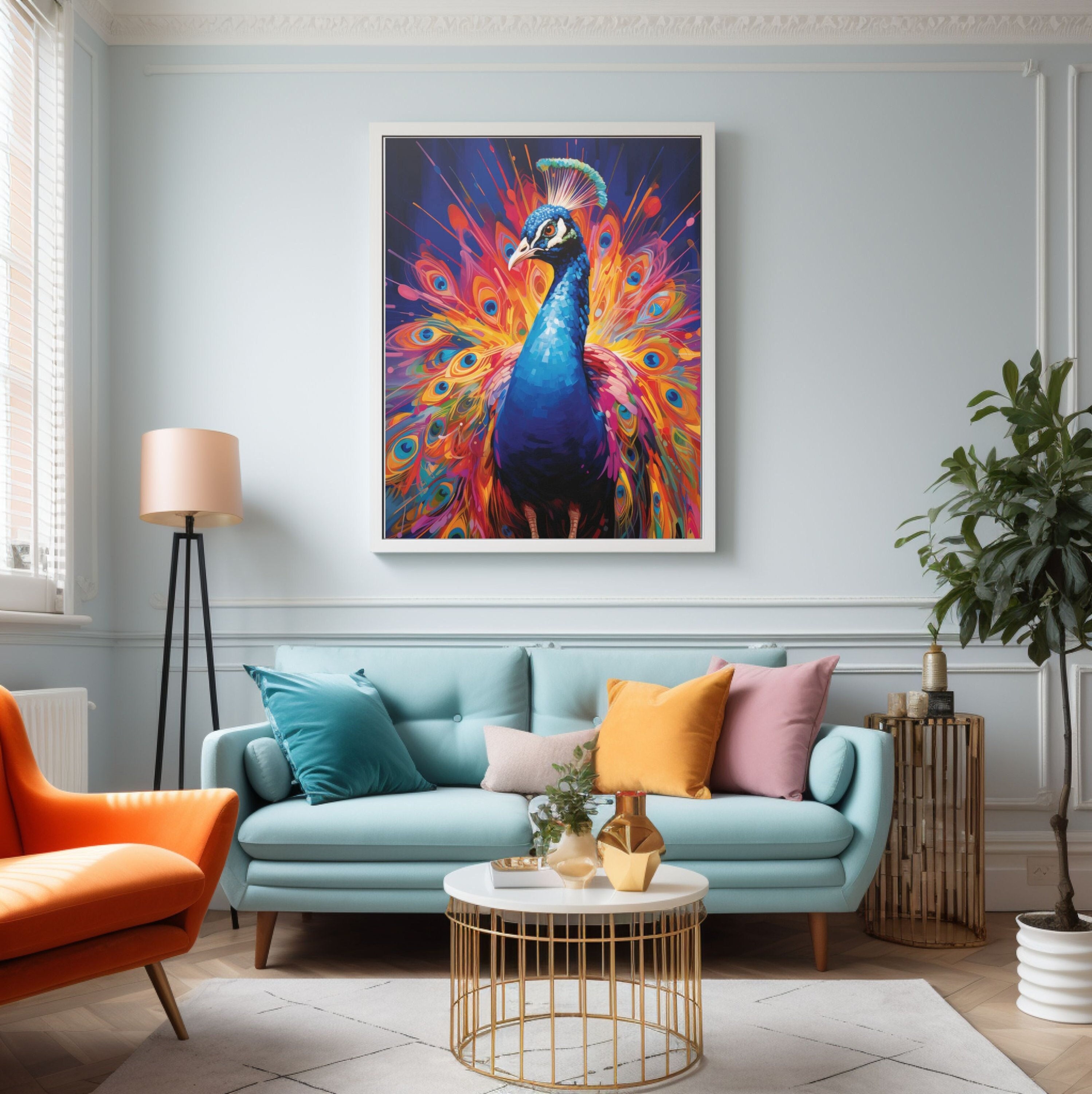 Peacock Wall Art Print Colorful Peacock Poster - Etsy