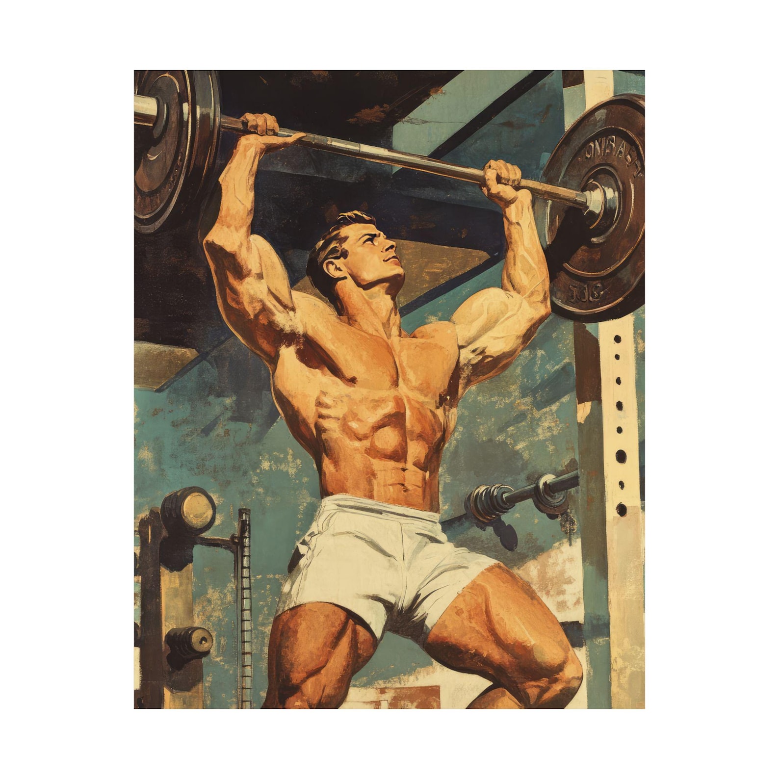Vintage Fitness Poster, Retro Heavy Lifting Wall Art, Gym Decor for ...