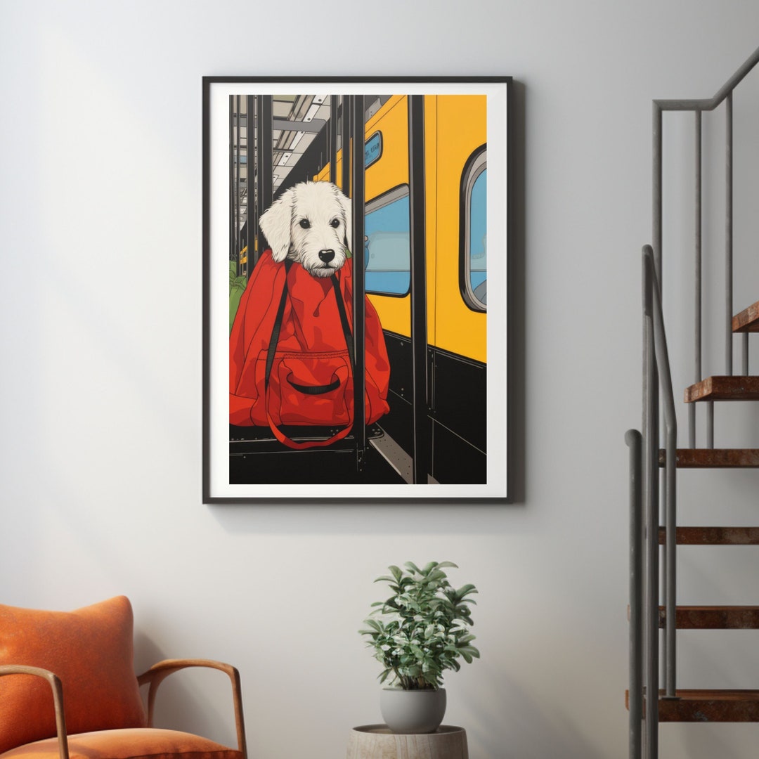 NYC Subway Dog in a Bag Wall Art Dog Funny Poster - Etsy