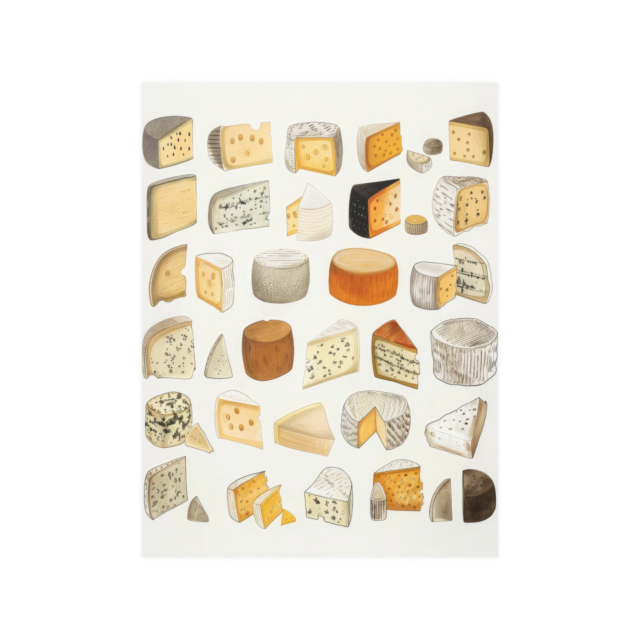 Cheese Wall Art Kitchen Decor Cheese Poster Cheeses Print - Etsy