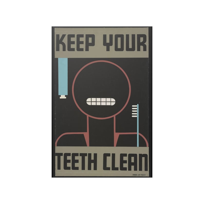 Retro Teeth Poster, Keep Your Teeth Clean Poster, Vintage Clean Teeth ...