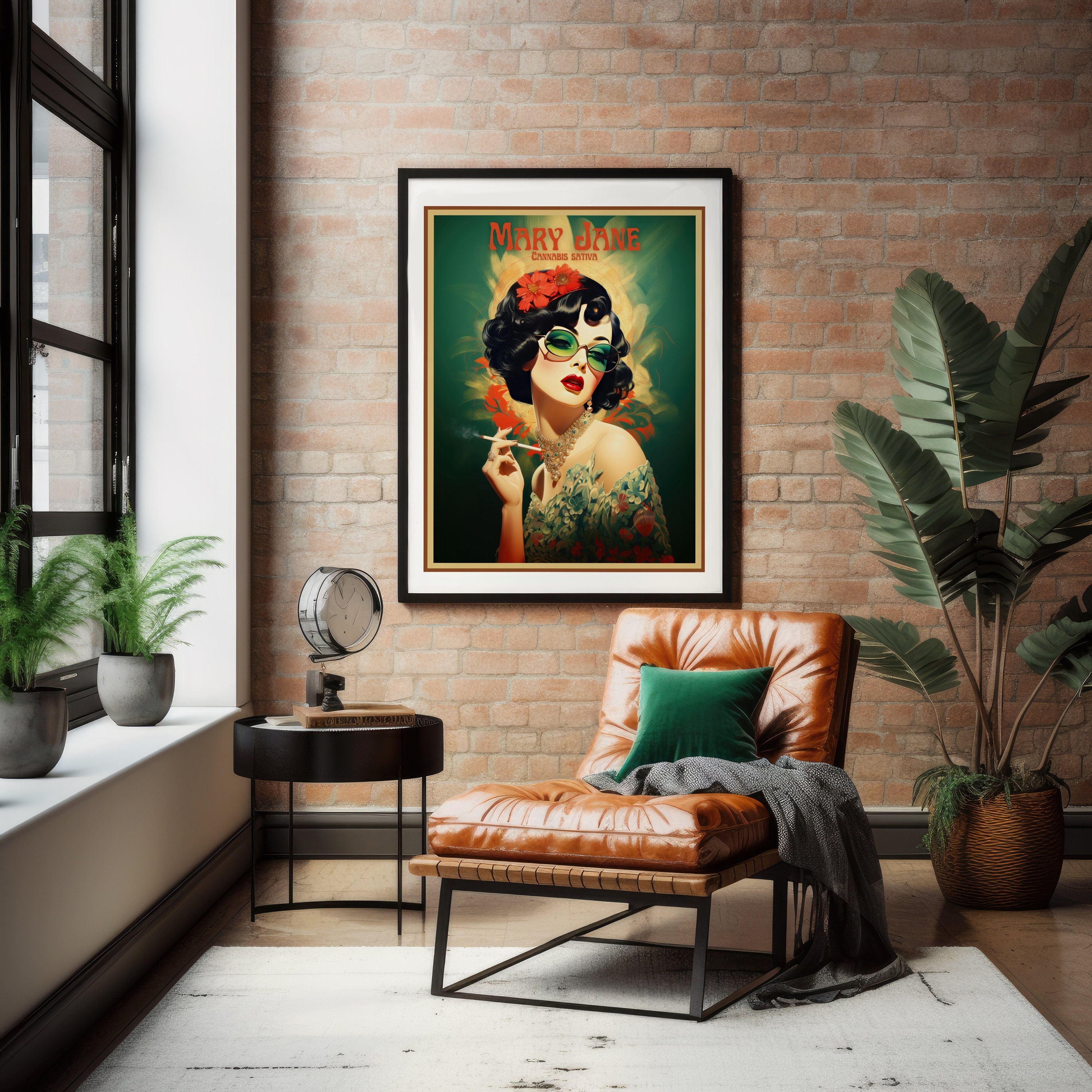 Vintage Marijuana Poster Retro Bohemian Wall Art, Cannabis Dispensary ...