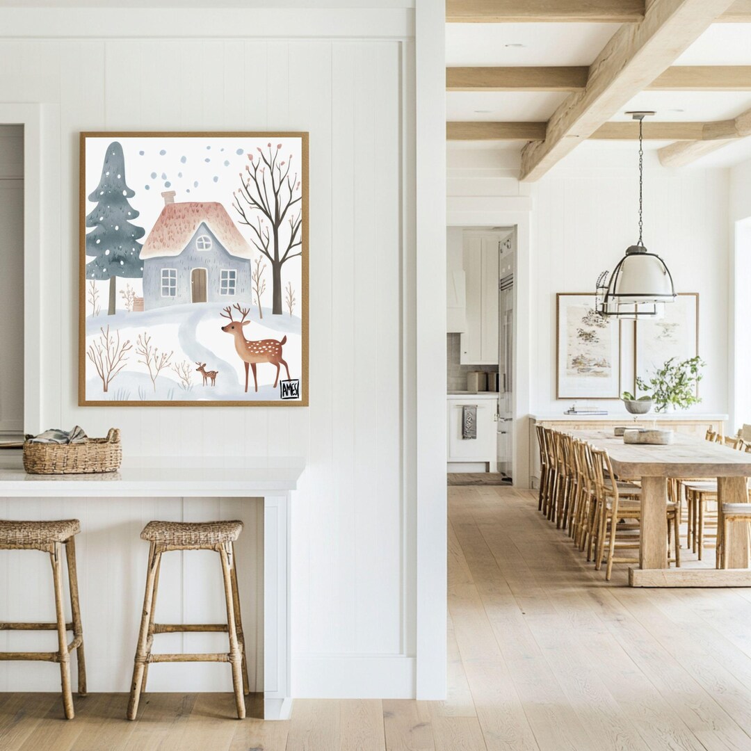 Winter Wonderland Snow Watercolor Painting Original Art Print, Winter ...