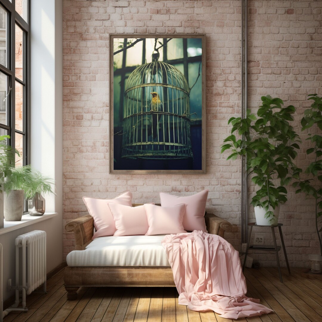 Caged Bird Wall Art Bird in Cage Poster Bird Photo - Etsy